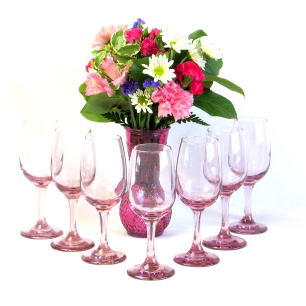Rose Colored Wine Glasses Etsy
