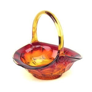 Glass Amberina Basket - Red - Orange - Yellow Fade Glass Container ...