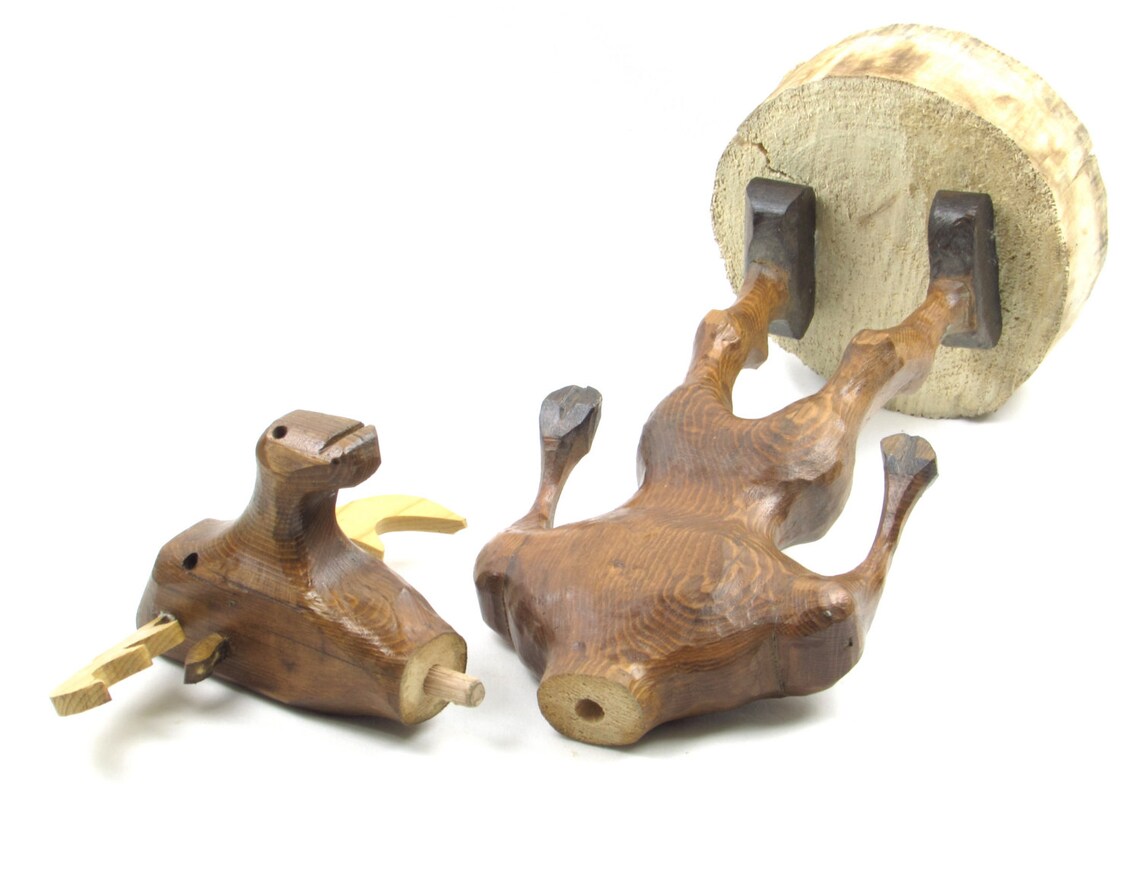 Folk Art Moose Statue Hand Crafted Wooden Sculpture Fun | Etsy