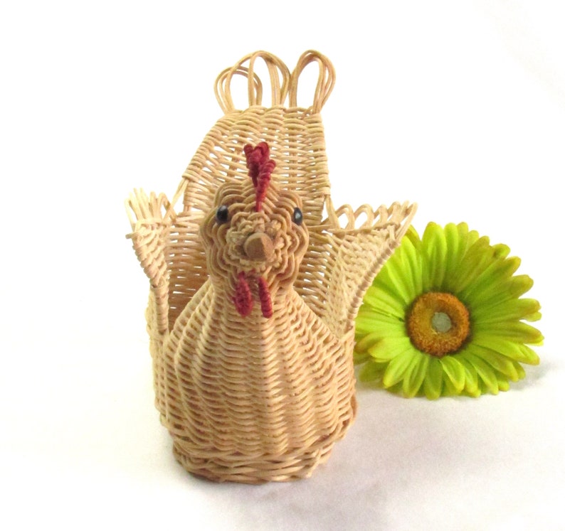 Wicker Rooster Basket Easter Egg Holder OOAK Table - Etsy