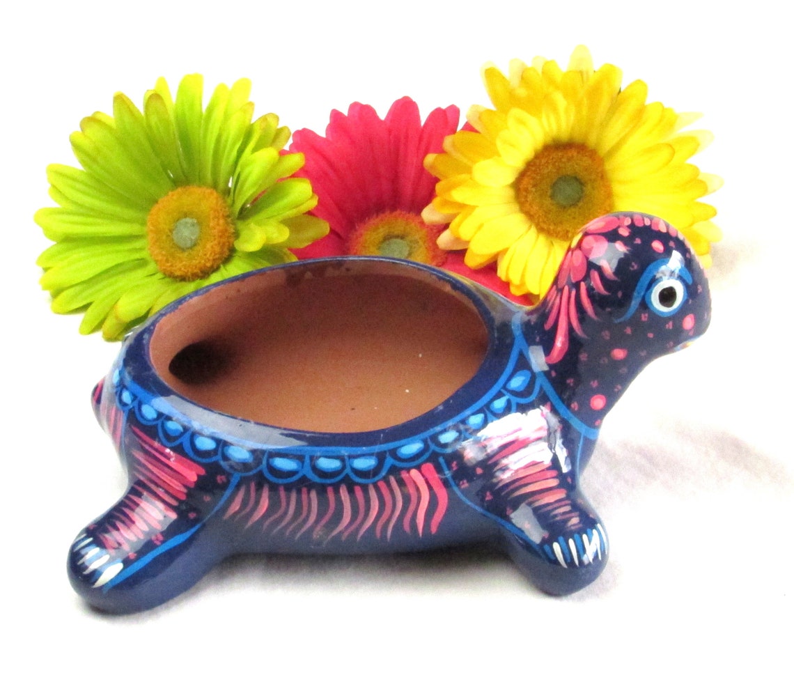 Vintage Turtle Planter Cobalt Blue Ceramic Pot Container - Etsy