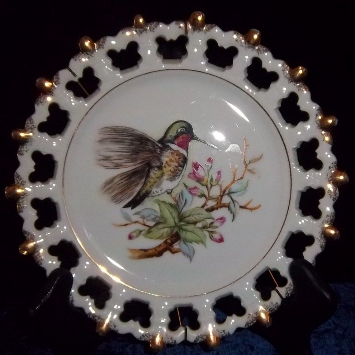Vintage Hummingbird Plate | Etsy