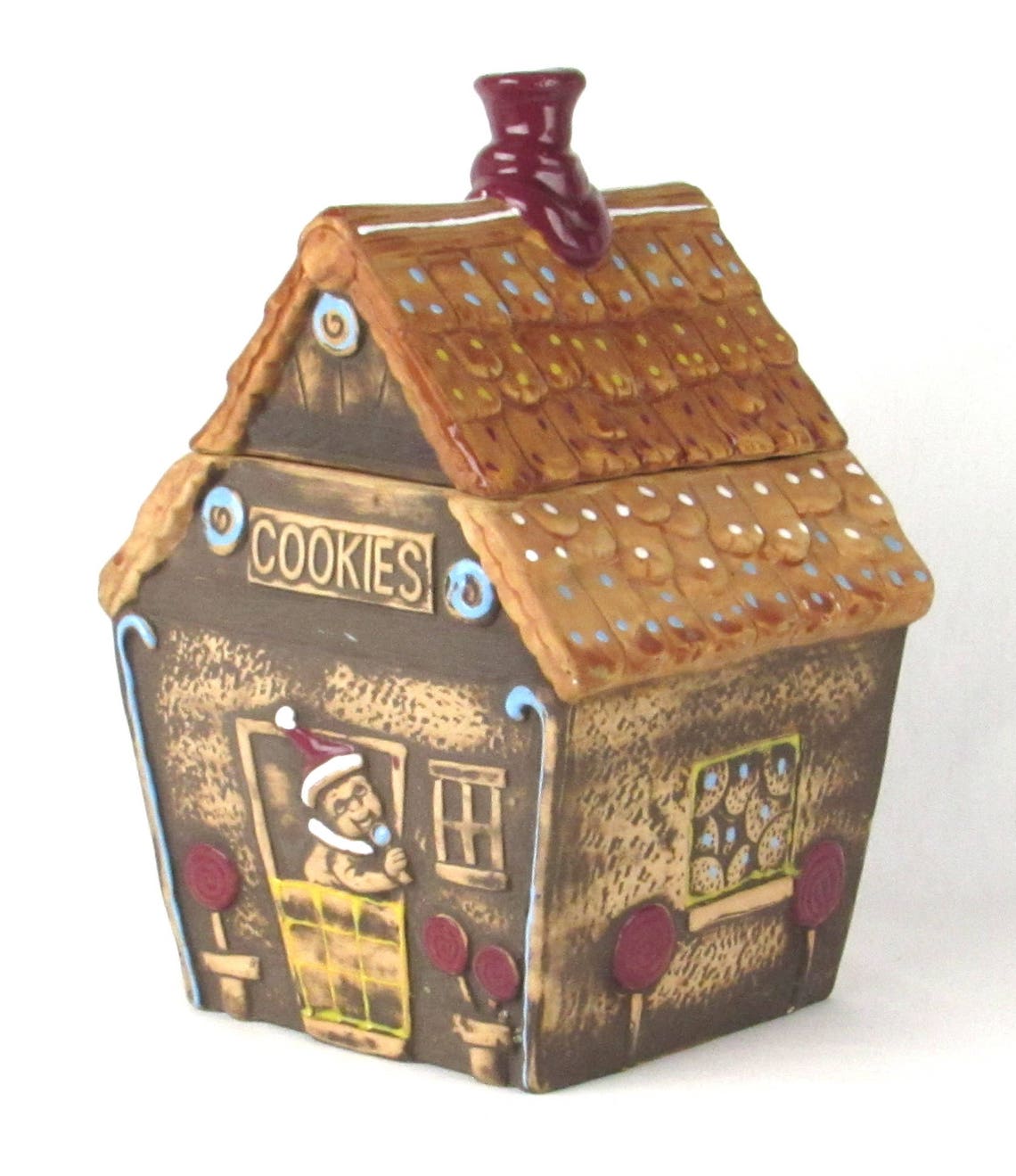Gingerbread House Cookie Jar - Mid Century Kitchen Storage - Décor - Etsy