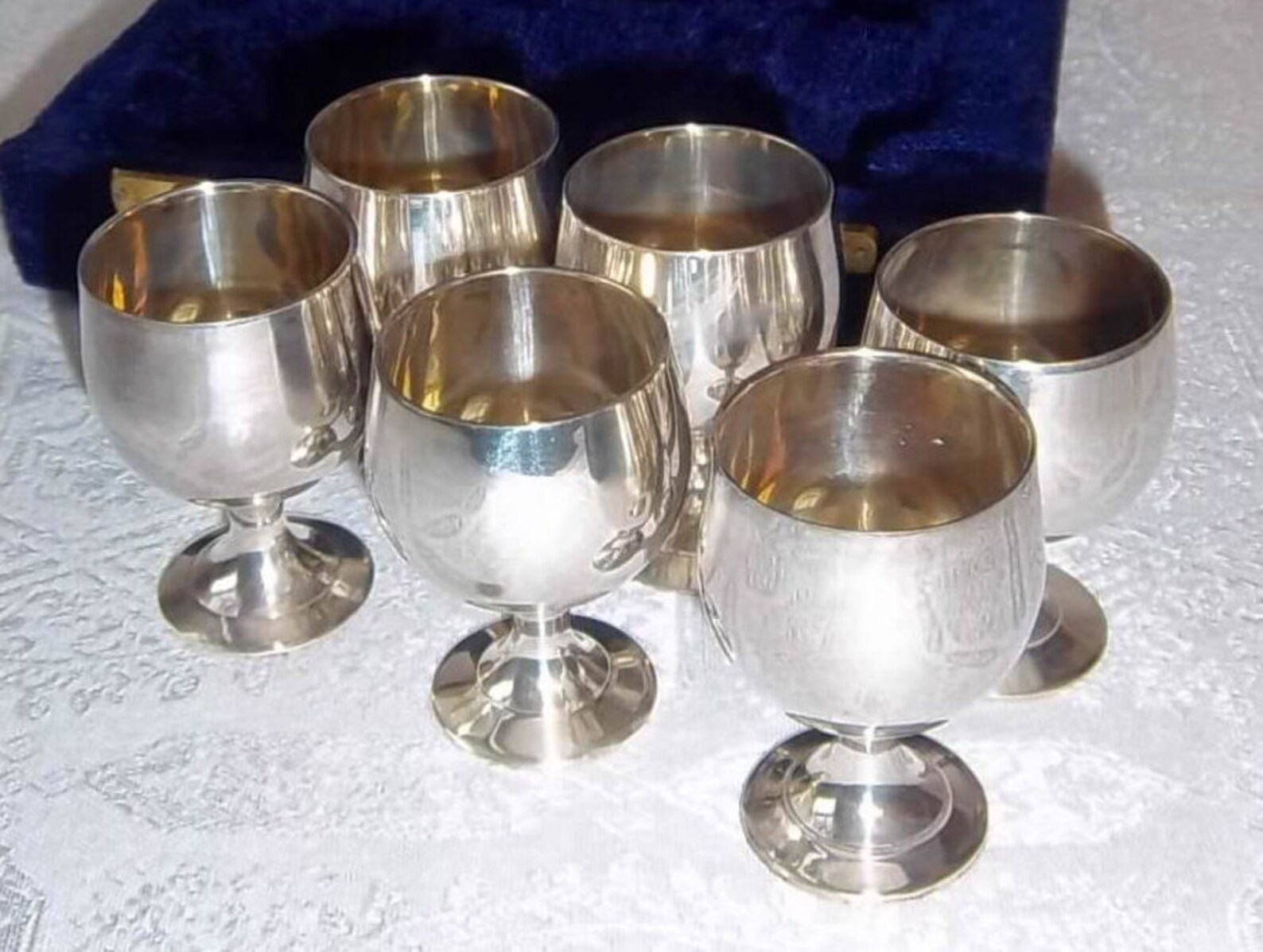 Silver Toasting Goblets in Royal Blue Lined Storage Case | Etsy
