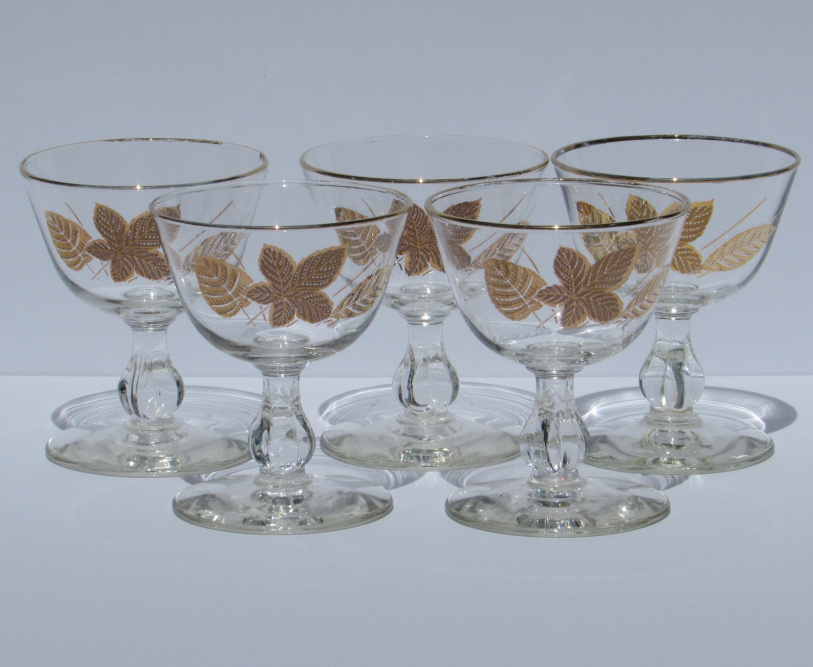 Lot of Five 5 Vintage 22K Gold Gilded Leaf Glasses with | Etsy