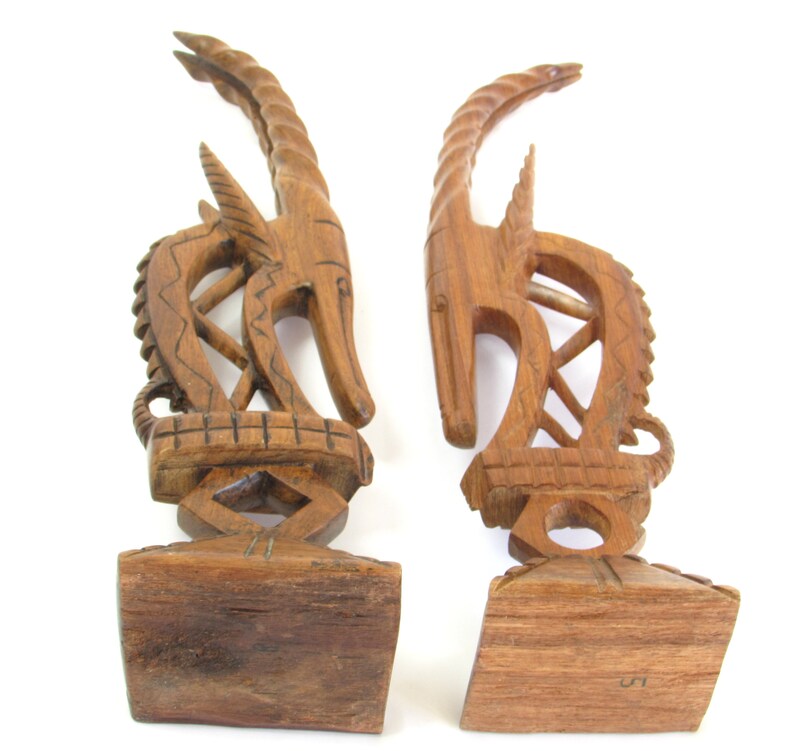 Tall Exotic Antelope Ibex Sculptures Hand Carved Wooden - Etsy