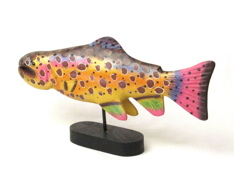 Hand Carved Wooden Fish Sculpture Figurine Fishing Tackle | Etsy