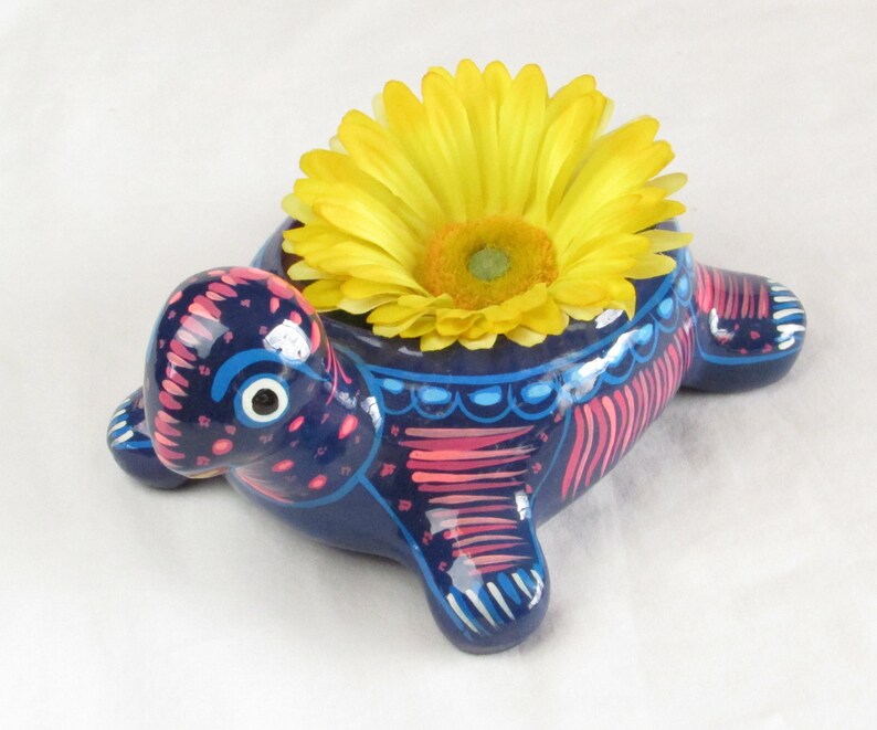 Vintage Turtle Planter Cobalt Blue Ceramic Pot Container - Etsy