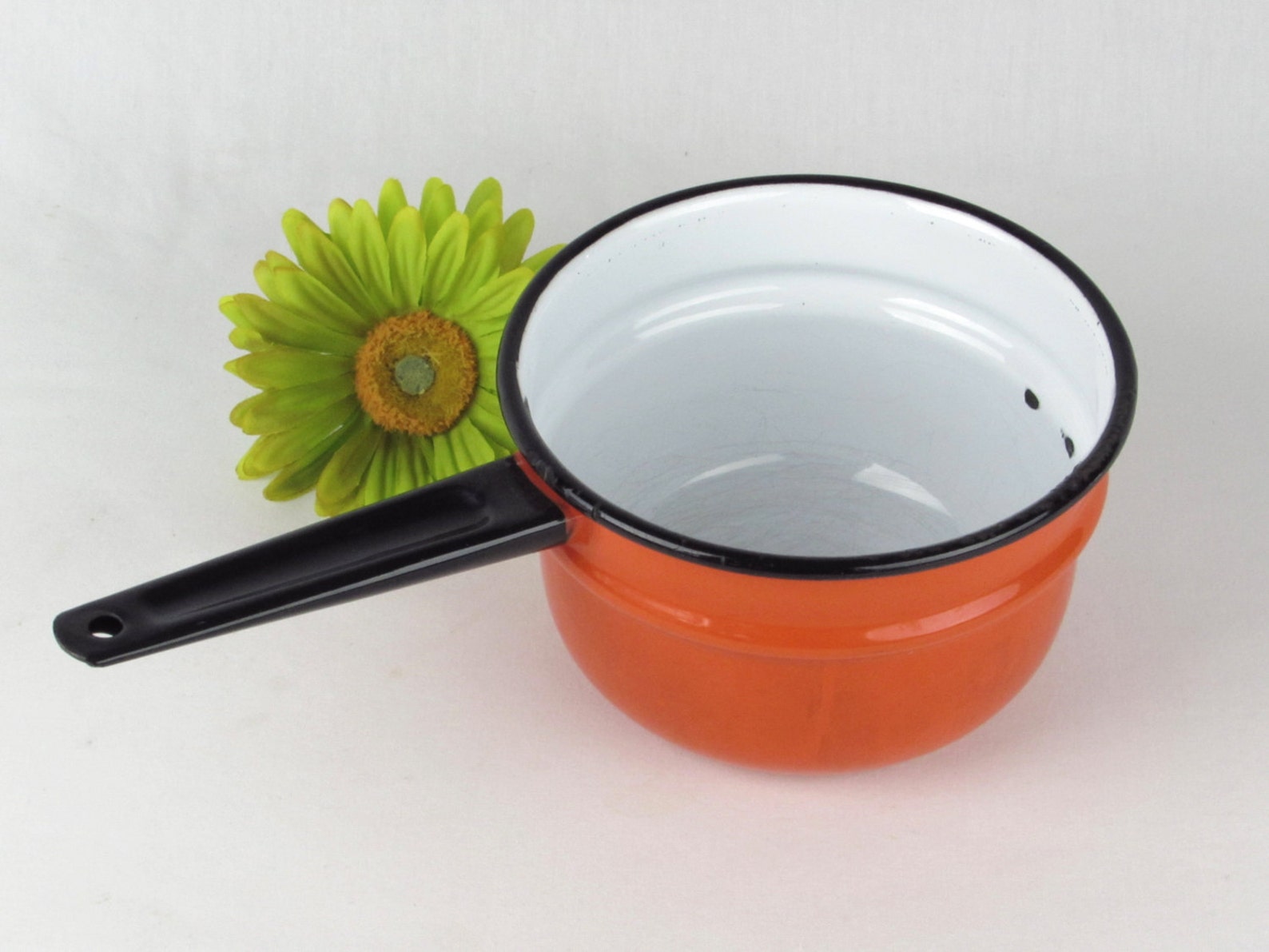 Orange Enamel Cooking Pan Vintage Home Kitchen Enamelware - Etsy