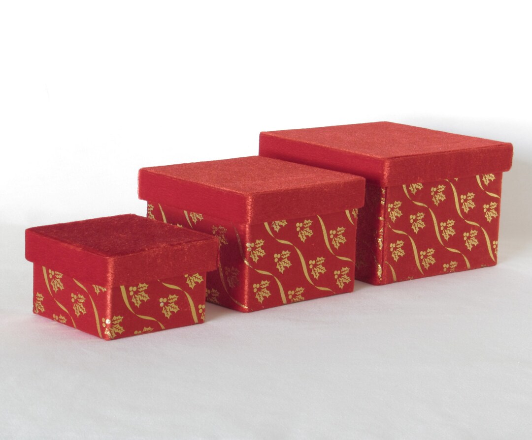 Red and Gold Satin Nesting Boxes - Vintage Home Decor - Etsy