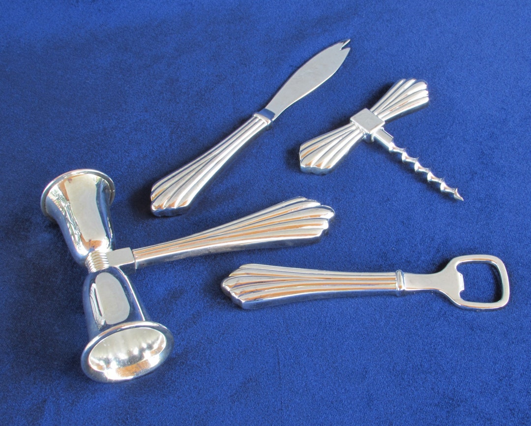 Silver Plated Bartender - Mixologist Tools Set - Vintage Double Shot ...