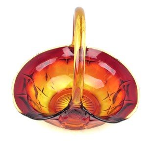 Glass Amberina Basket - Red - Orange - Yellow Fade Glass Container ...