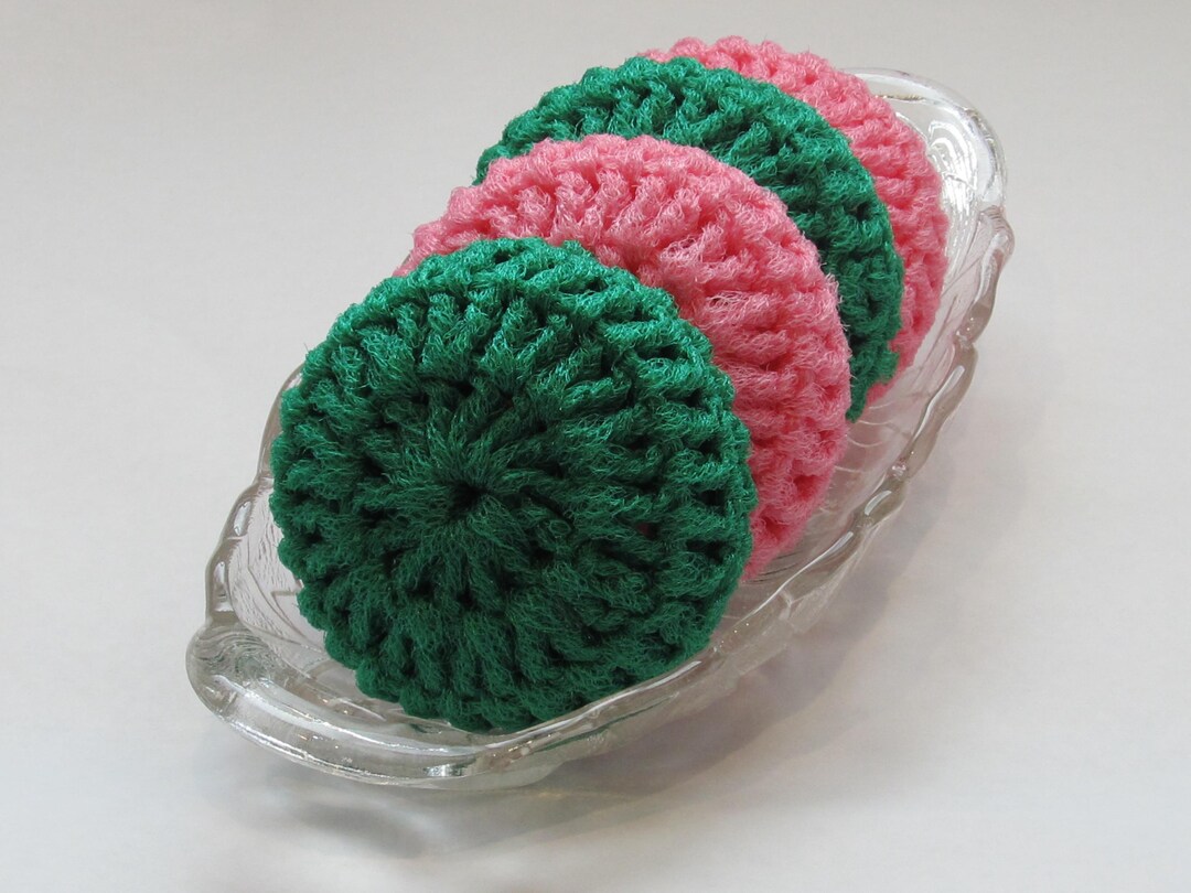 Dish Scrubbies Kelly Green and Pink Nylon Net - Etsy