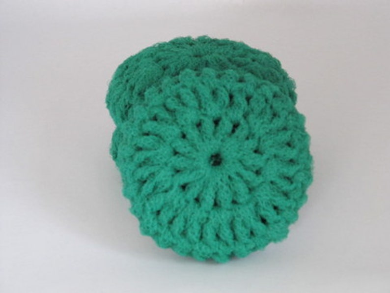 Emerald Green Dish Scrubbies Crocheted of Nylon Net | Etsy