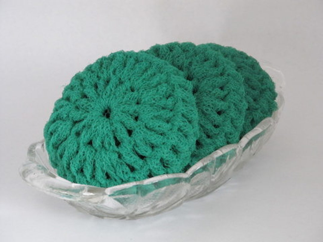 Kelly Green Dish Scrubbies Crocheted of Nylon Net - Etsy