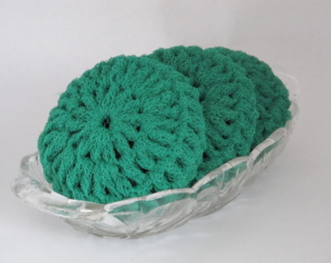 Emerald Green Dish Scrubbies Crocheted of Nylon Net - Etsy