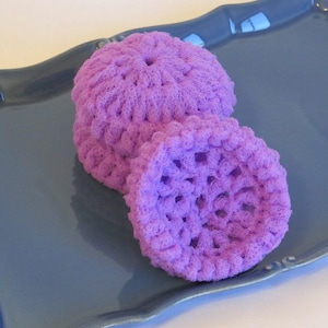Dish Scrubbies Crocheted of Light Purple Nylon Net | Etsy