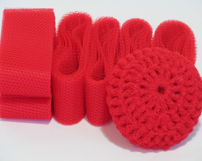 Scrubbie Supplies Red Nylon Netting Strips Ready to Crochet - Etsy