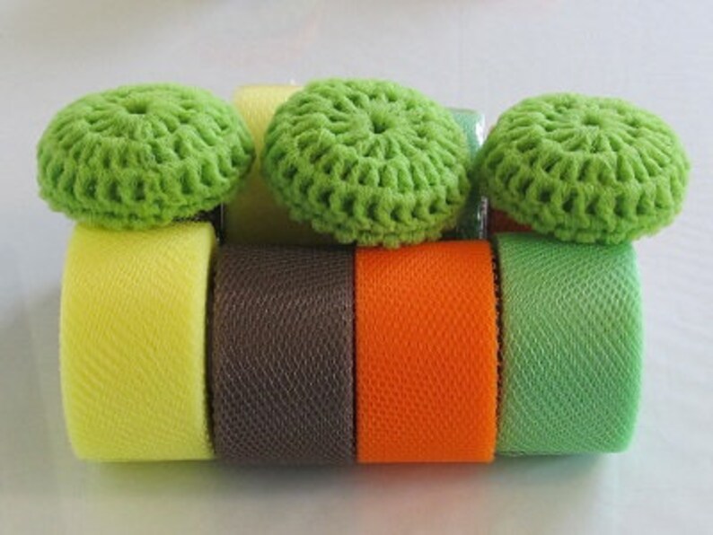 Netting for DIY Scrubbies - Lime, Shrimp, Brown, Lemon - 8 Spool Multi ...