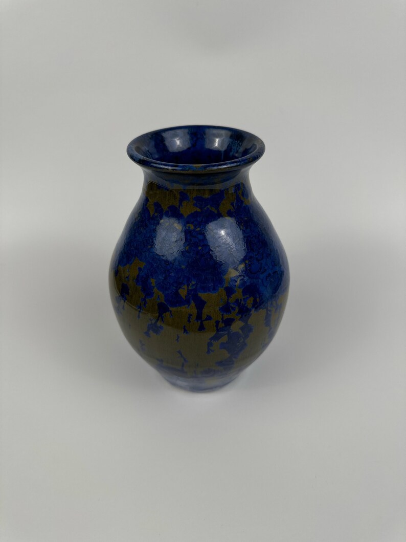 Blue Ceramic Pottery Vase With Aurora Borealis Crystal Glaze - Etsy