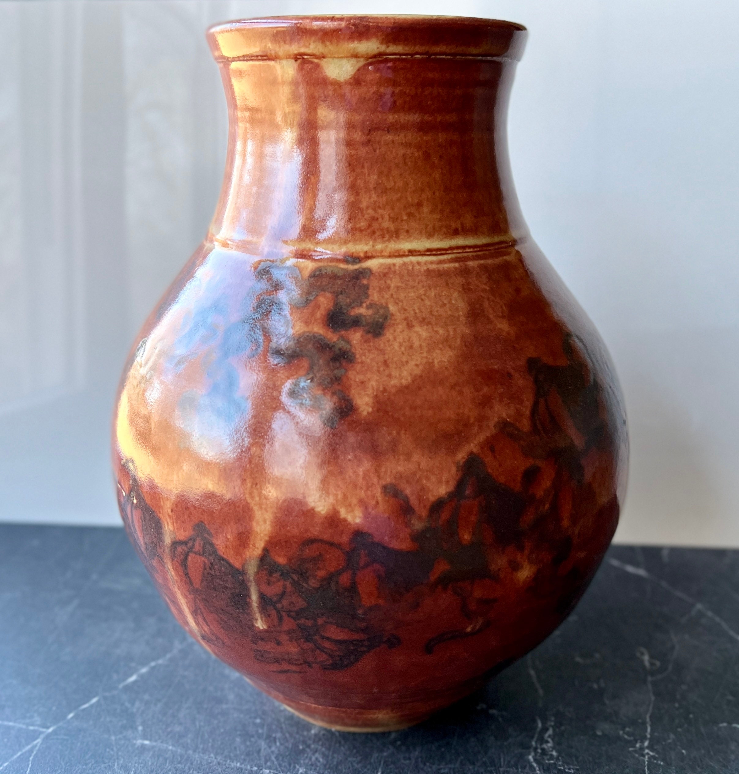 Large Ceramic Pottery Vase Featuring a Stamped Design on a - Etsy