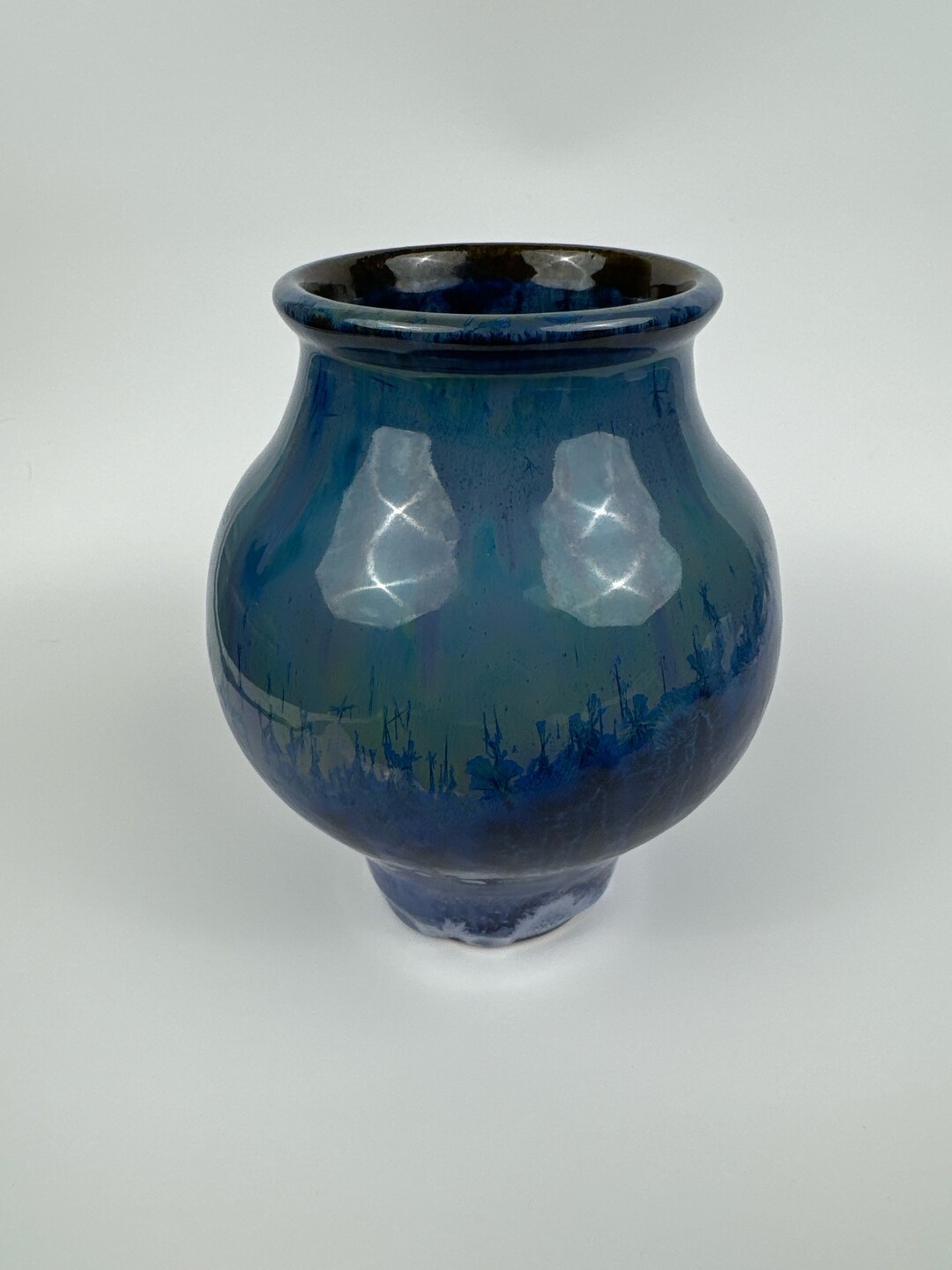 Blue Ceramic Pottery Vase With Aurora Borealis Crystal Glaze - Etsy