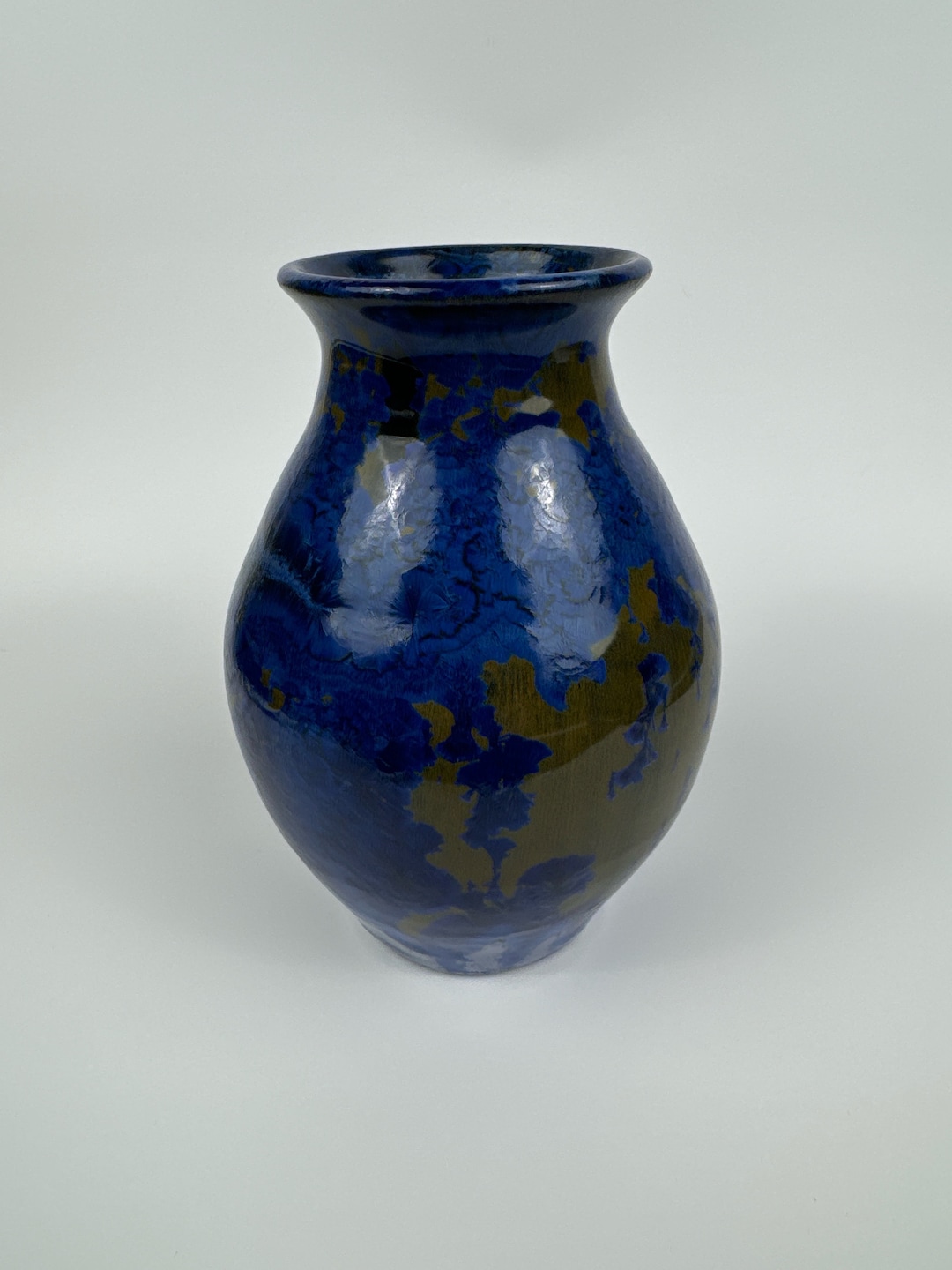 Blue Ceramic Pottery Vase With Aurora Borealis Crystal Glaze - Etsy