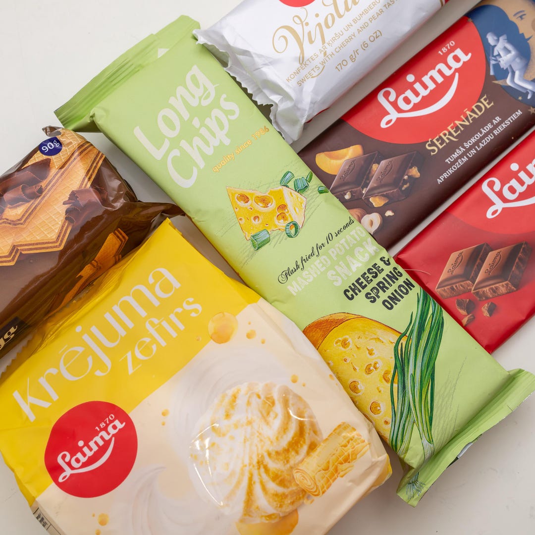Laima Latvian Candy Variety Pack - Chocolate, Marshmallow, Potato Chips ...