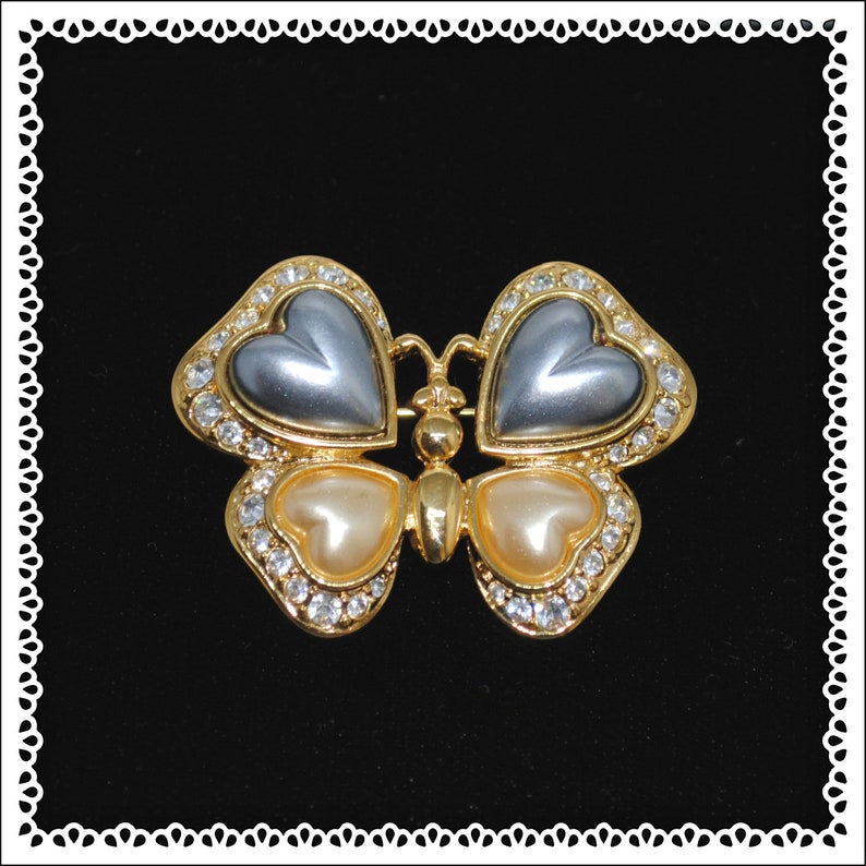 Vintage Signed KJL Kenneth Jay Lane Pearl Hearts Butterfly Pin - Etsy UK