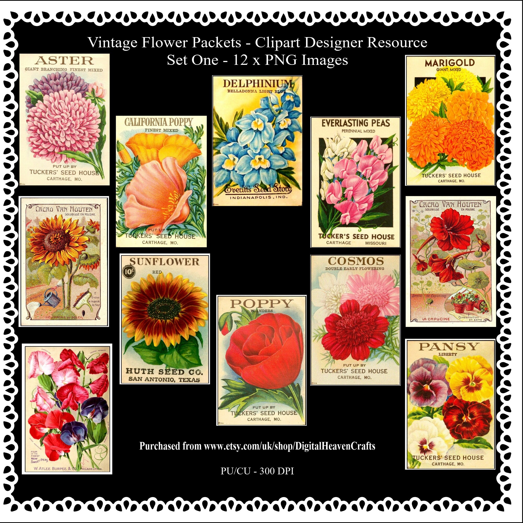 Flower Seed Packets Clipart