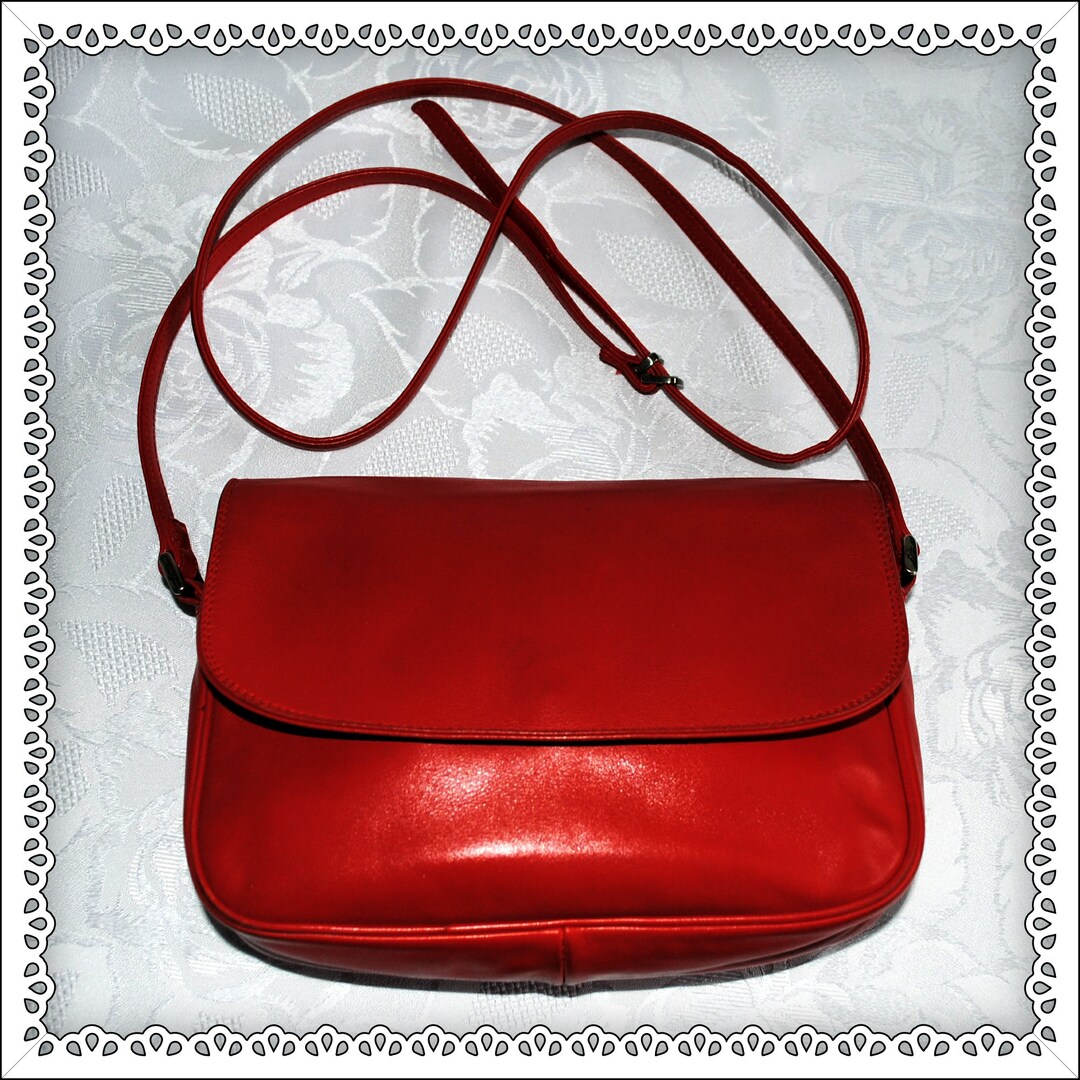 Vintage Enny Poppy Red Leather Shoulder/crossbody Bag/ Purse - Etsy