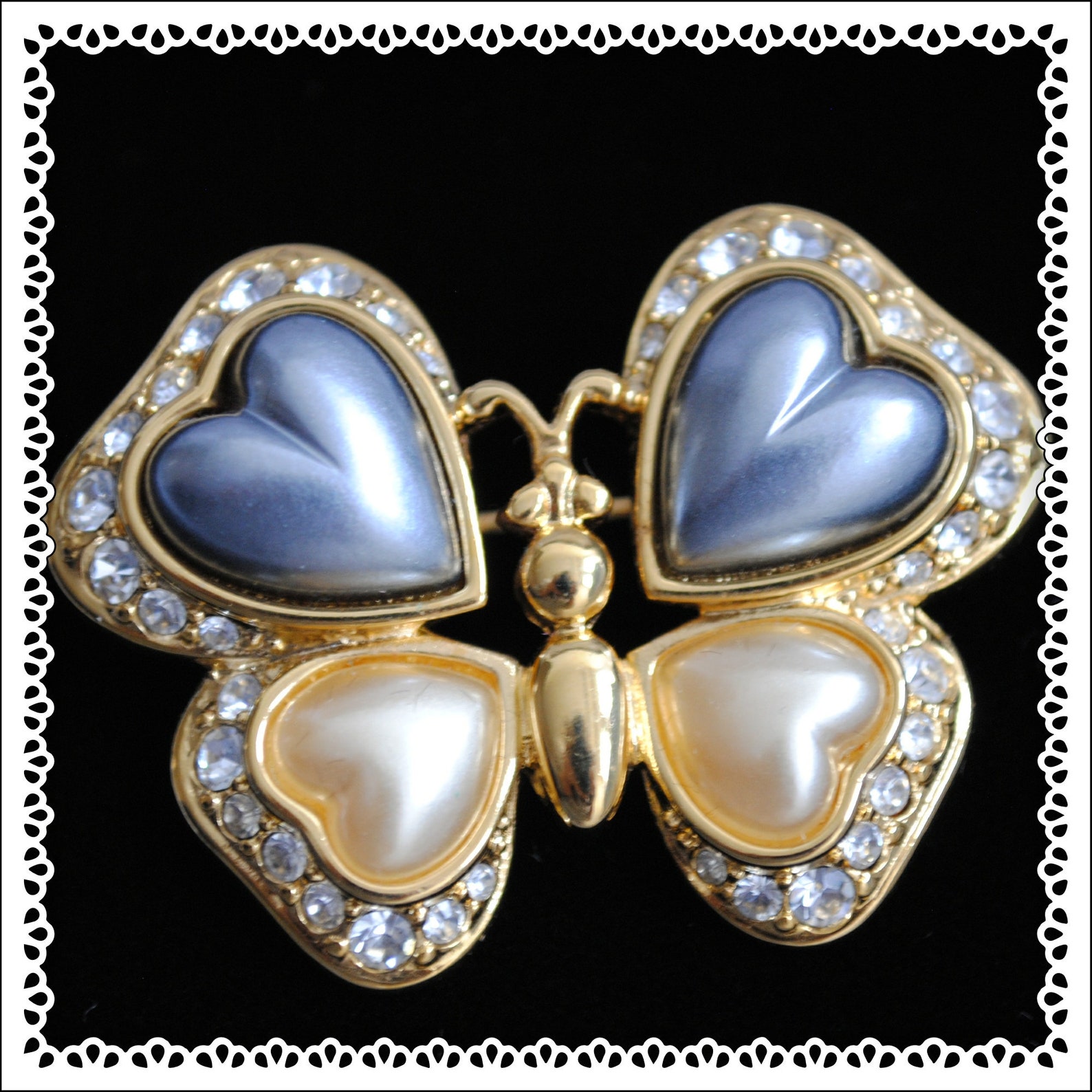 Vintage Signed KJL Kenneth Jay Lane Pearl Hearts Butterfly Pin - Etsy UK