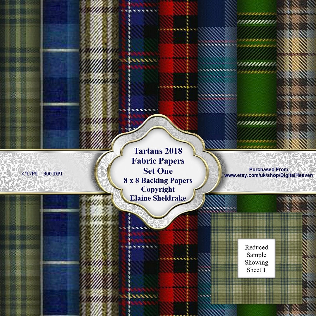 Printable Tartans 2018 Set One 8 X 8 Backing Papers for Cards - Etsy
