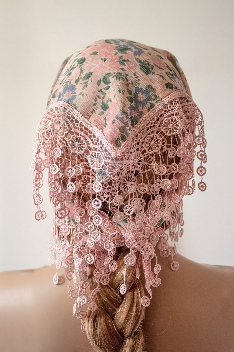 NEW Pink Spring Summer Scarf - Head Scarf - Lace Scarf Floral Scarf ...