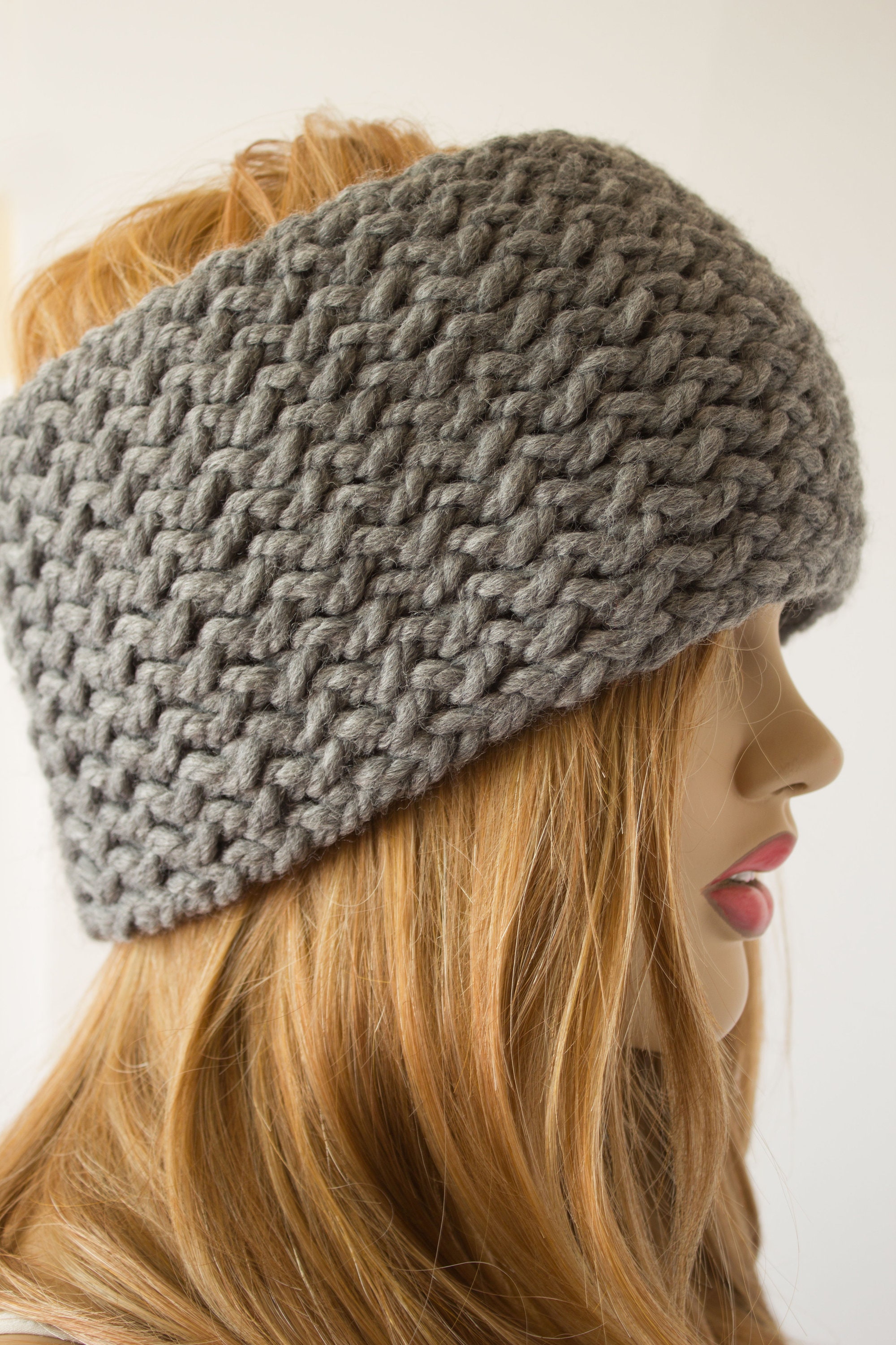 Gray Headband Knit Headband Cozy Earwarmer Headwrap Wide Hedband Winter ...