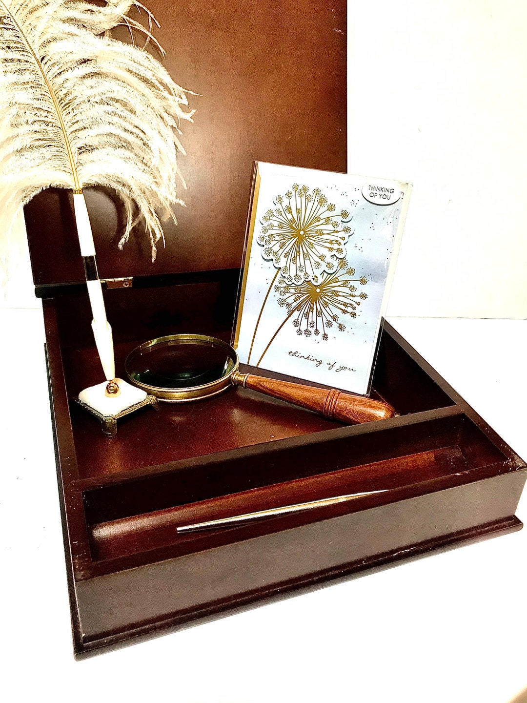 Vintage Desktop Mahogany Writing Letter Box by Bombay Company, Reading ...