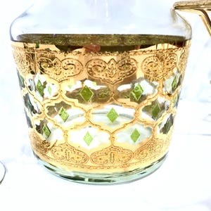 Vintage Culver Valencia Decanter With Stopper 6 Wine Glasses and a Gold ...
