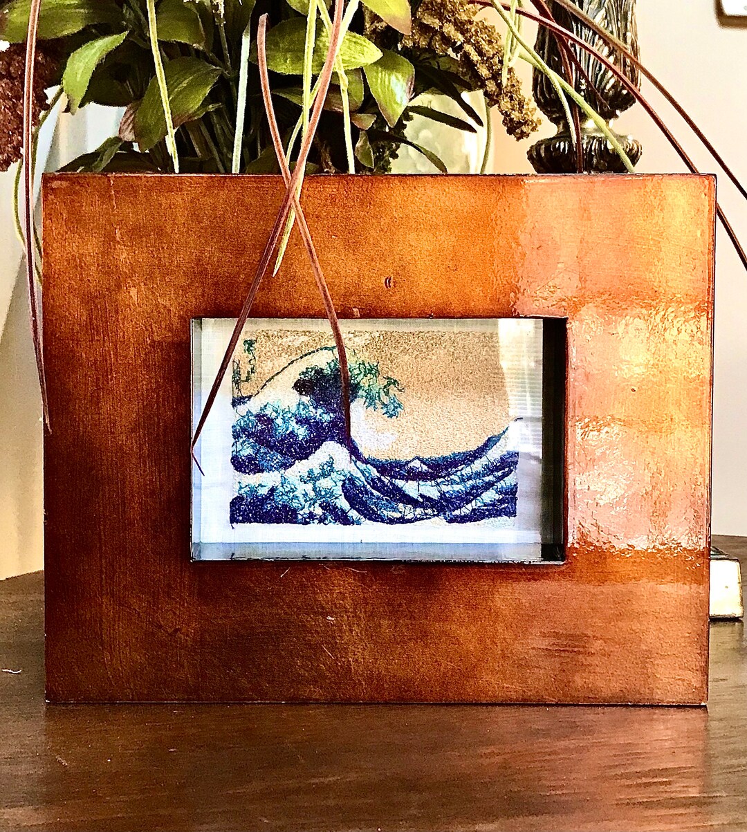 Tapestry Thread Painting in Mikasa Lacquered Frame, Free Needle Ocean ...