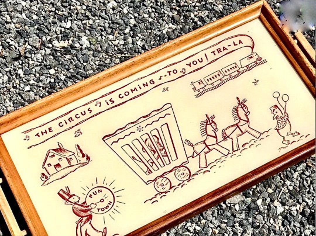 Antique Circus Tray Cartoon Art, Playful Child's Room Decor - Etsy