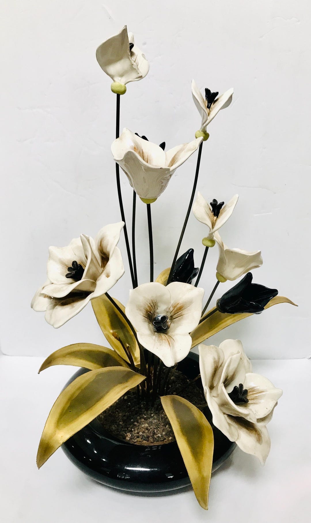 Vintage Ceramic Flower Bouquet Sculpture by Winifred Cole of Calif in ...
