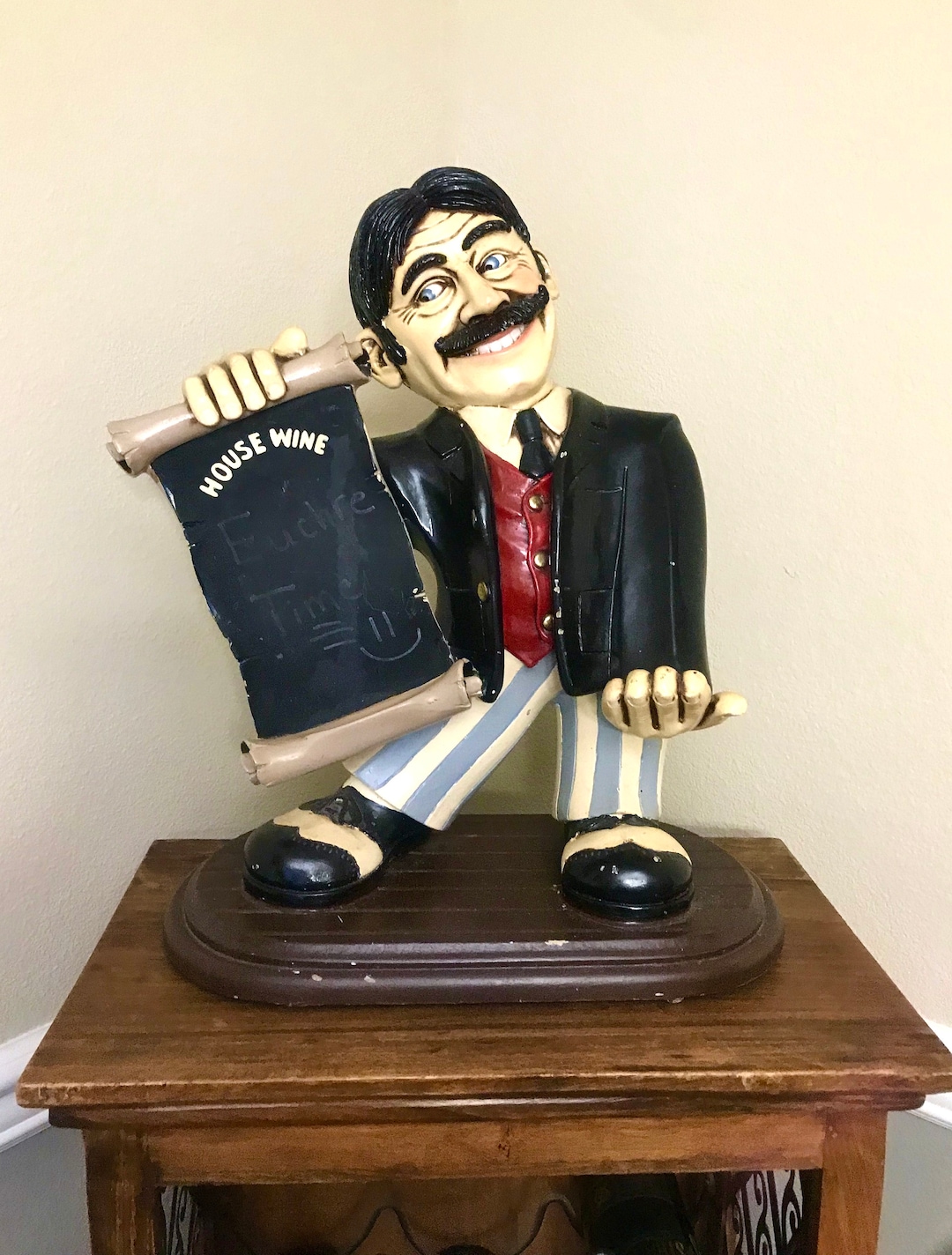 Vintage Wine Bottle Stand by Peter Mook Signed, Whimsical Mustached ...