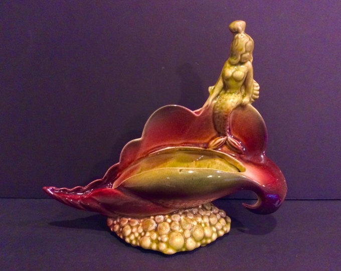 Rare HULL Mermaid Cornucopia Planter Vase E-3 'ebb Tide' Collection ...