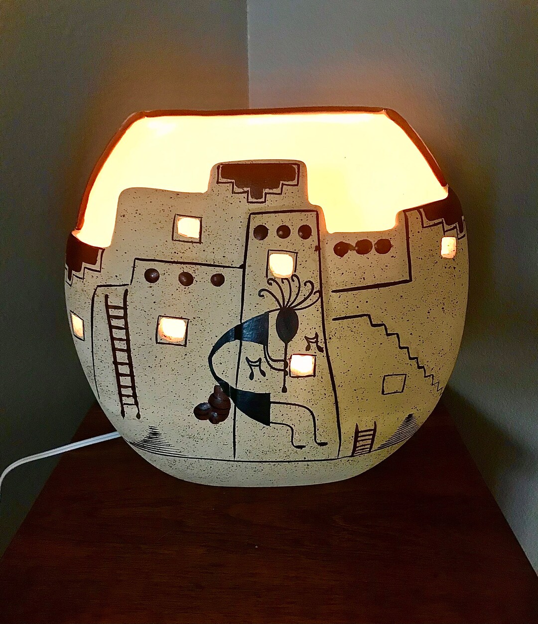 SW Native Art Lamp Pueblo Village Cutout Handmade With Kokopelli ...