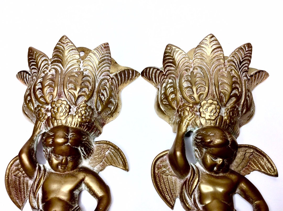 Vintage Cherub/putti Solid Brass Wall Planters 11x6in Set of 2, Indoor ...