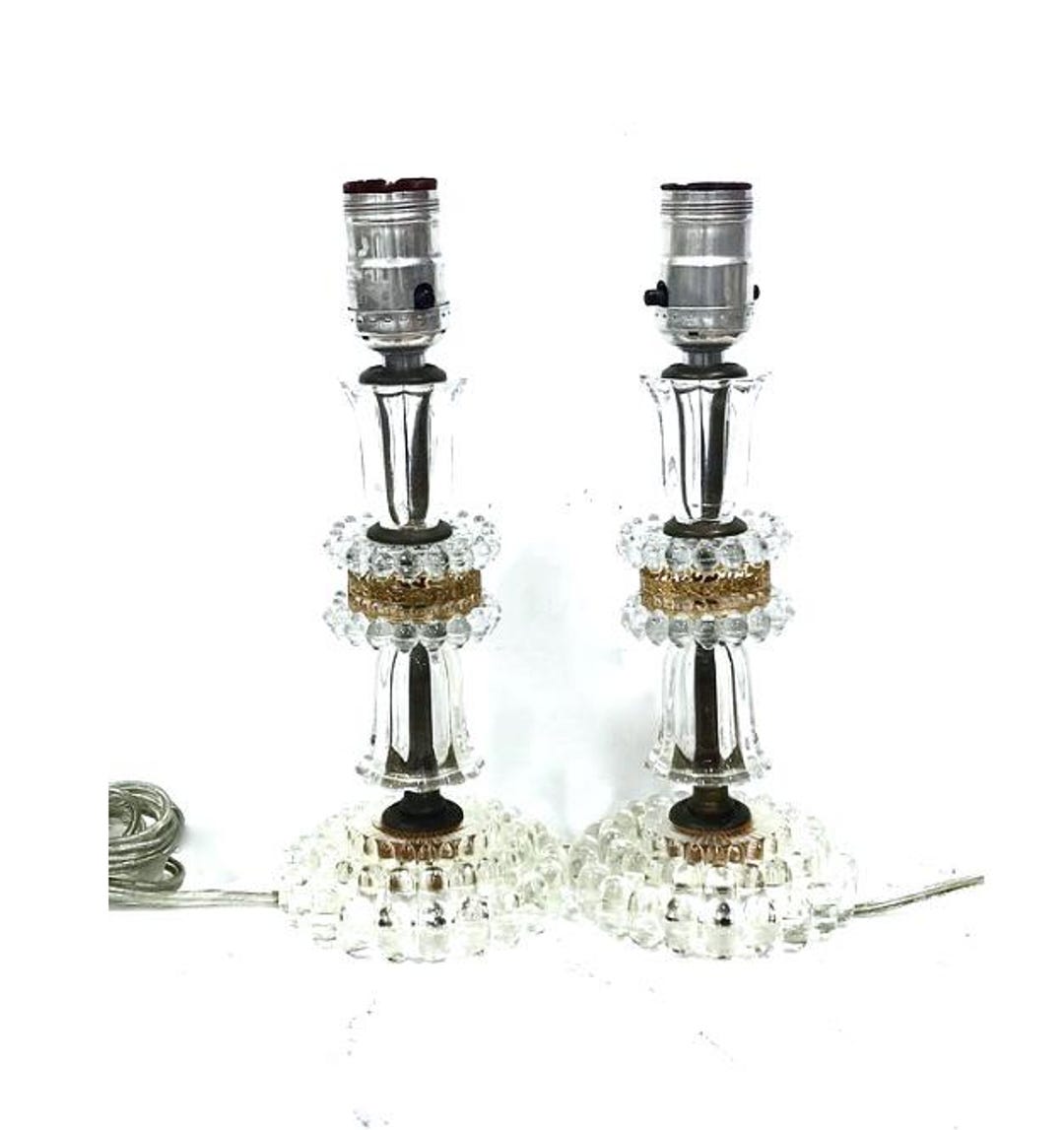 1940s Candlewick Glass Lamp Pair With Ormolu Brass Accents, Pre-owned ...