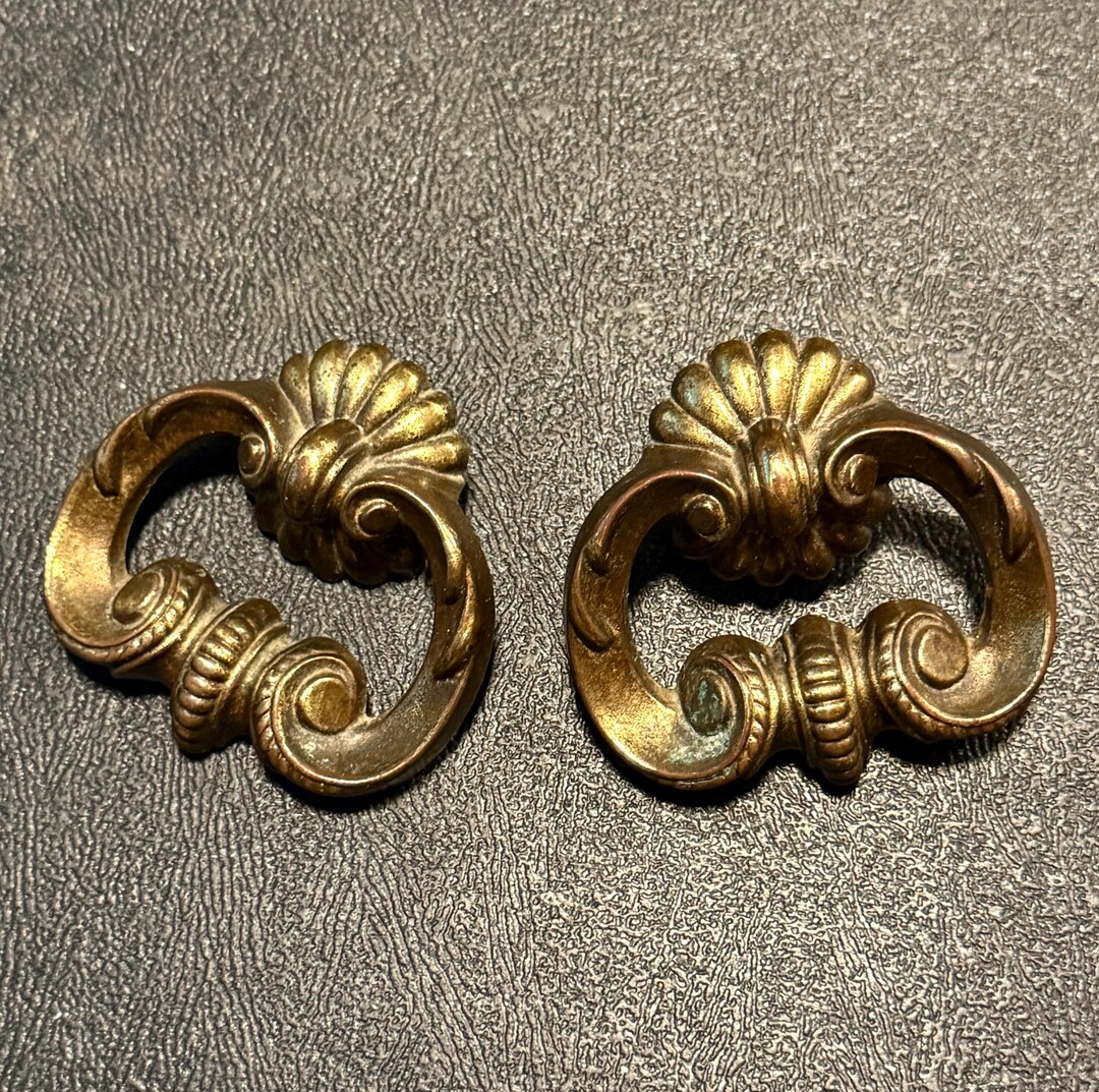 KBC Antique Brass Drawer 2pc Set Pull Handles N5286, Vintage Reclaimed ...