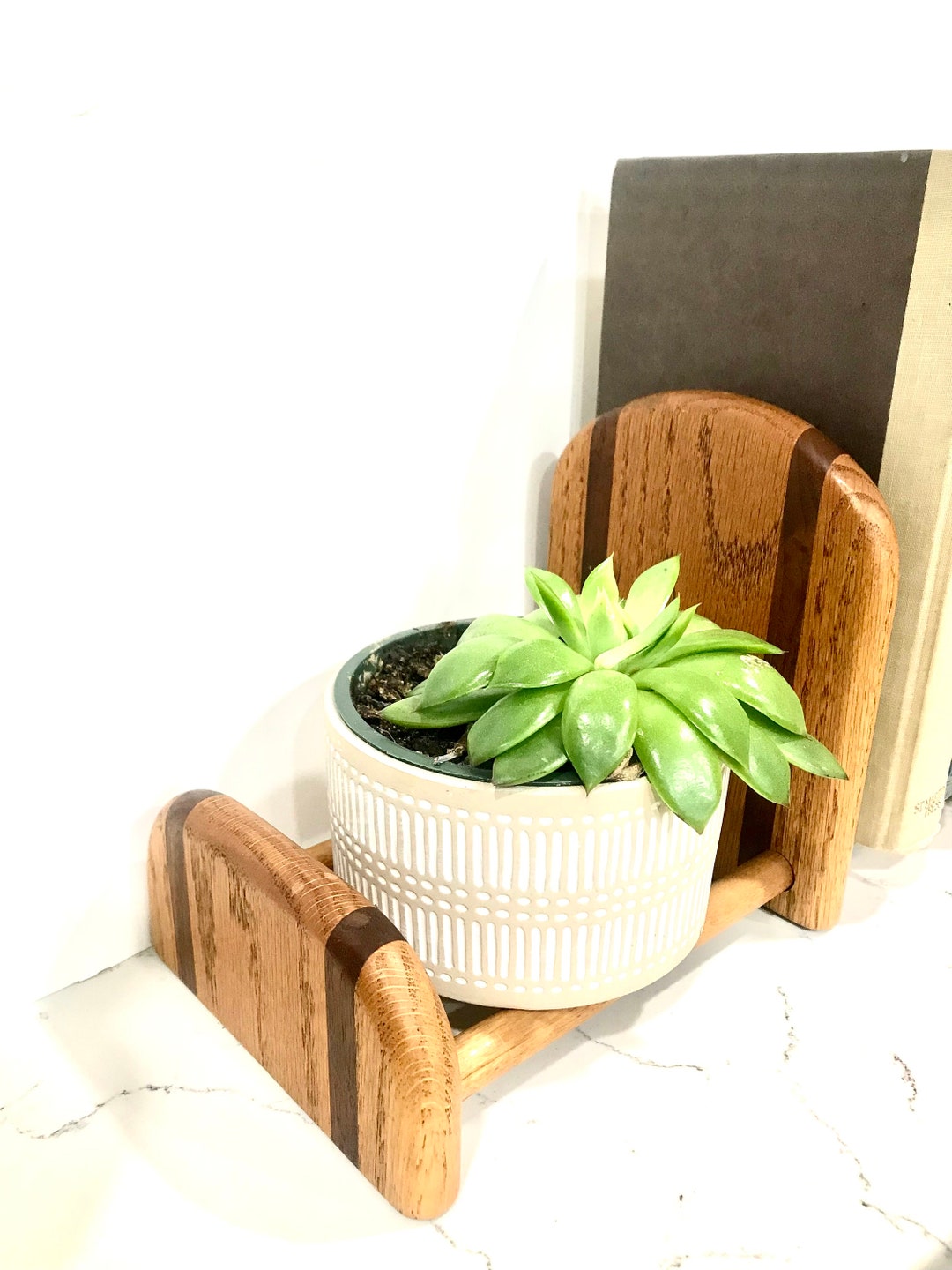 Marquetry Sliding Bookends Modern Danish Design Solid Oak and - Etsy