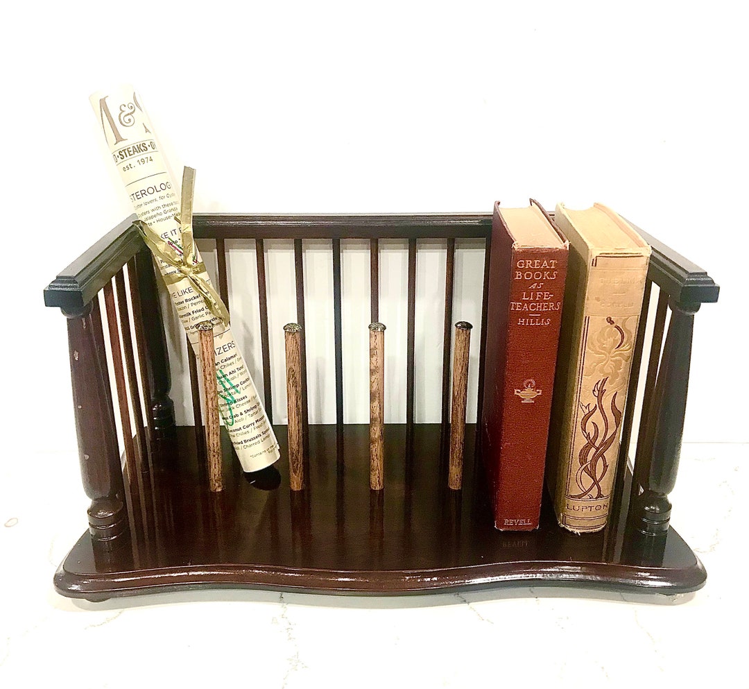 Bombay Company Desktop Wood Shelf Fiddle Rail Mail Organizer File ...
