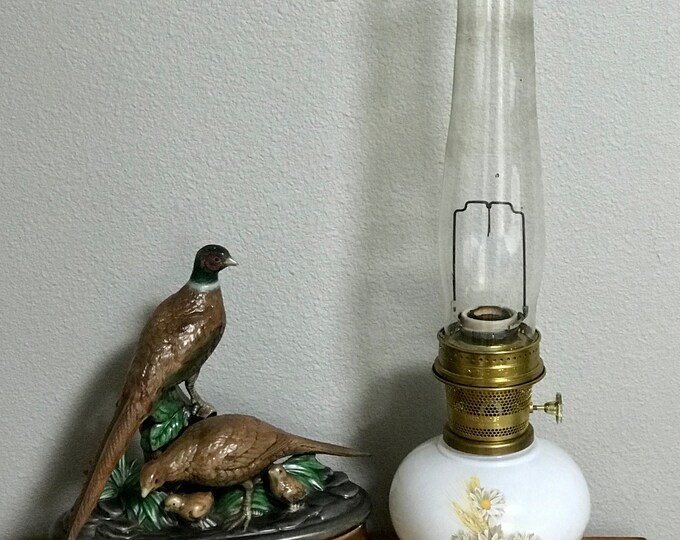 Genuine Aladdin Milk Glass 20” Oil Lamp Model 23 Wheat and Daisy ...