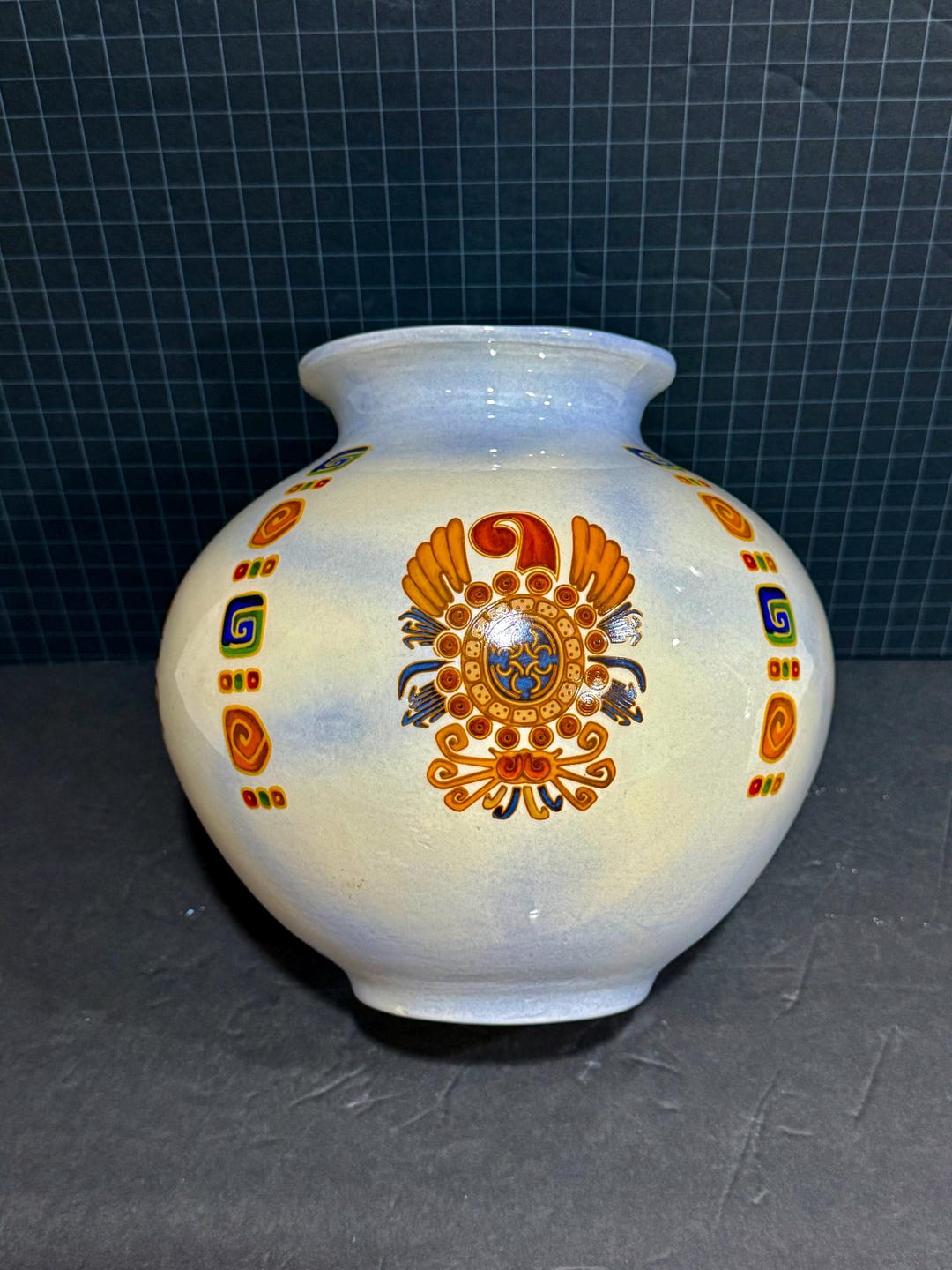 REGAL EMBLEMS Ceramic Vase Hand Made, White and Pastel Blue With ...